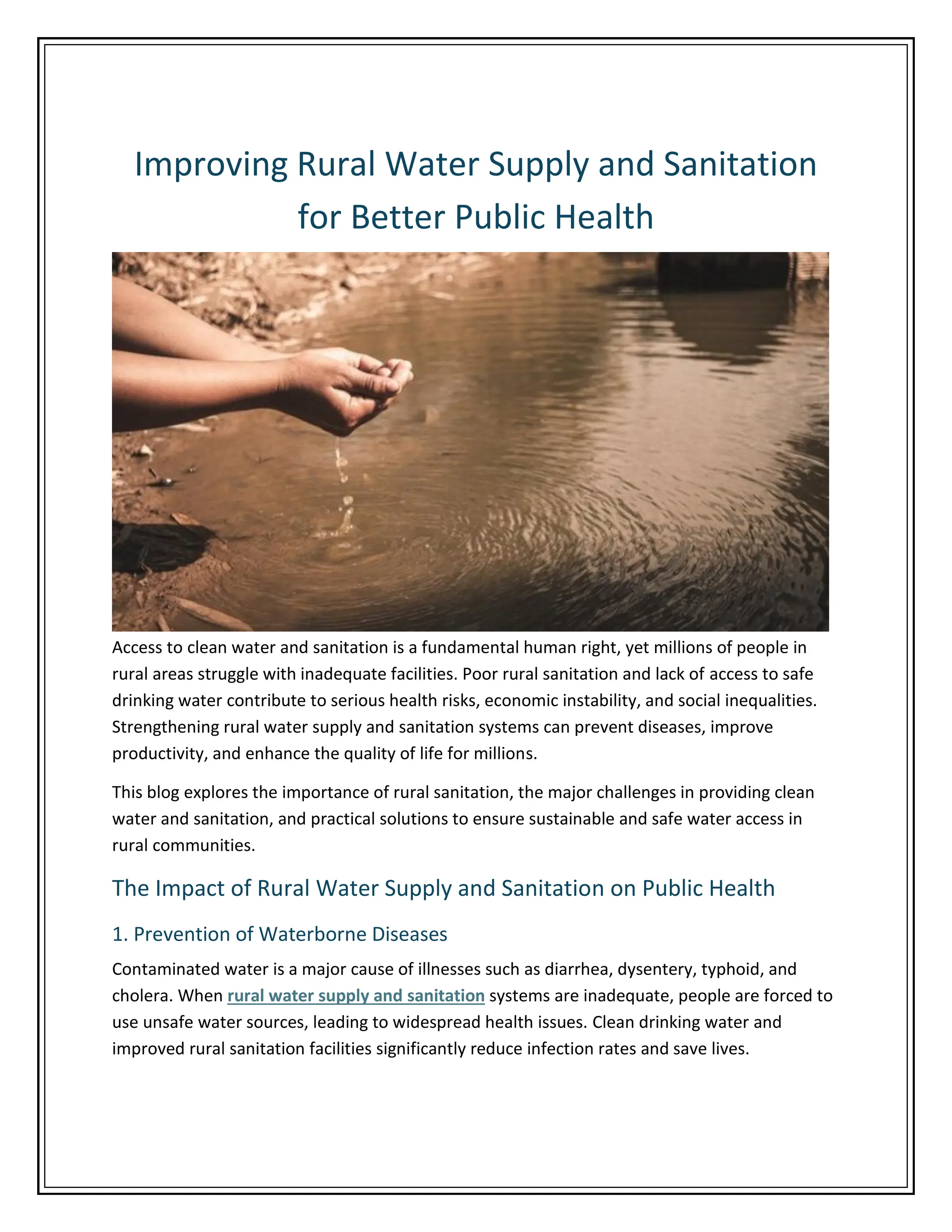 Improving Rural Water Supply and Sanitation for Better Public Health | PDF