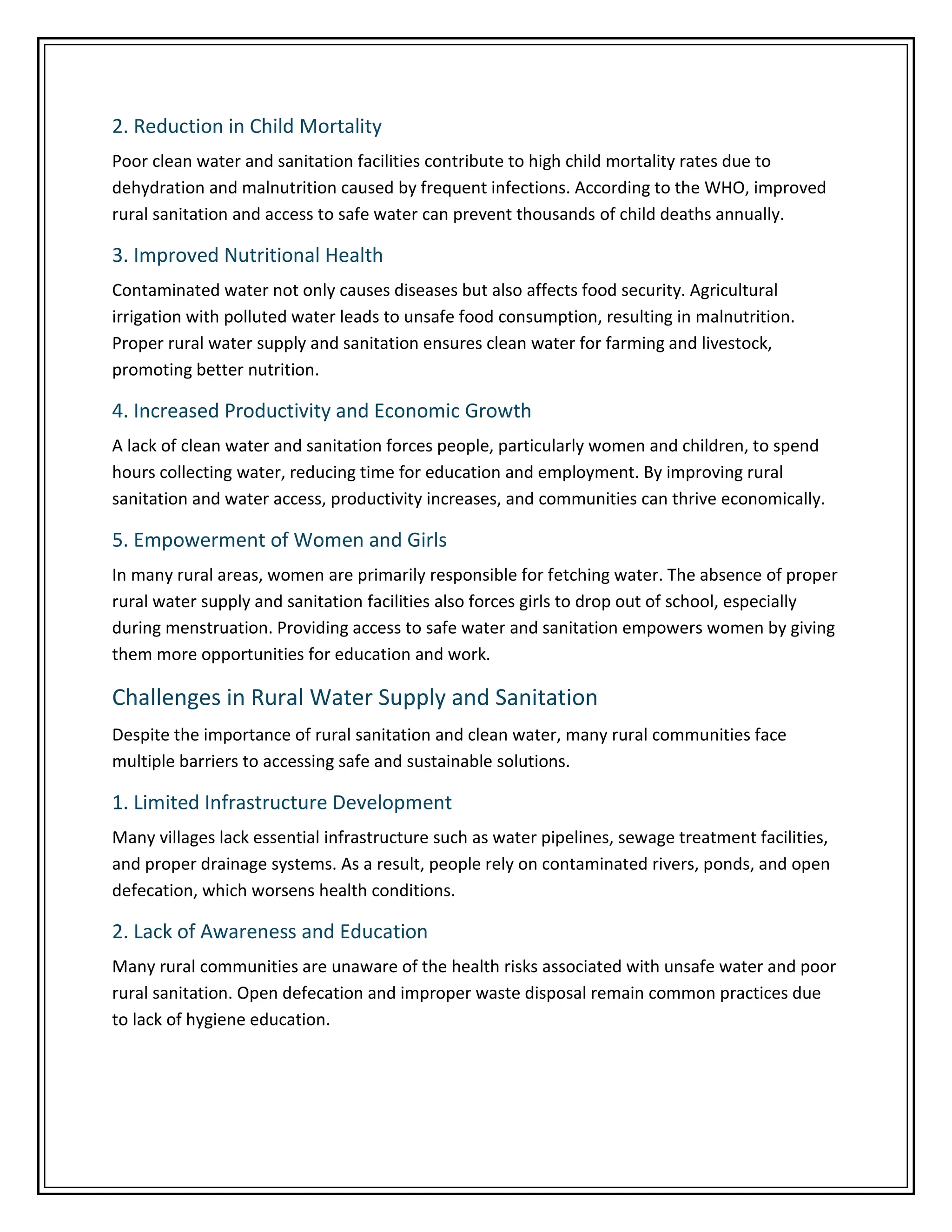 Improving Rural Water Supply and Sanitation for Better Public Health | PDF