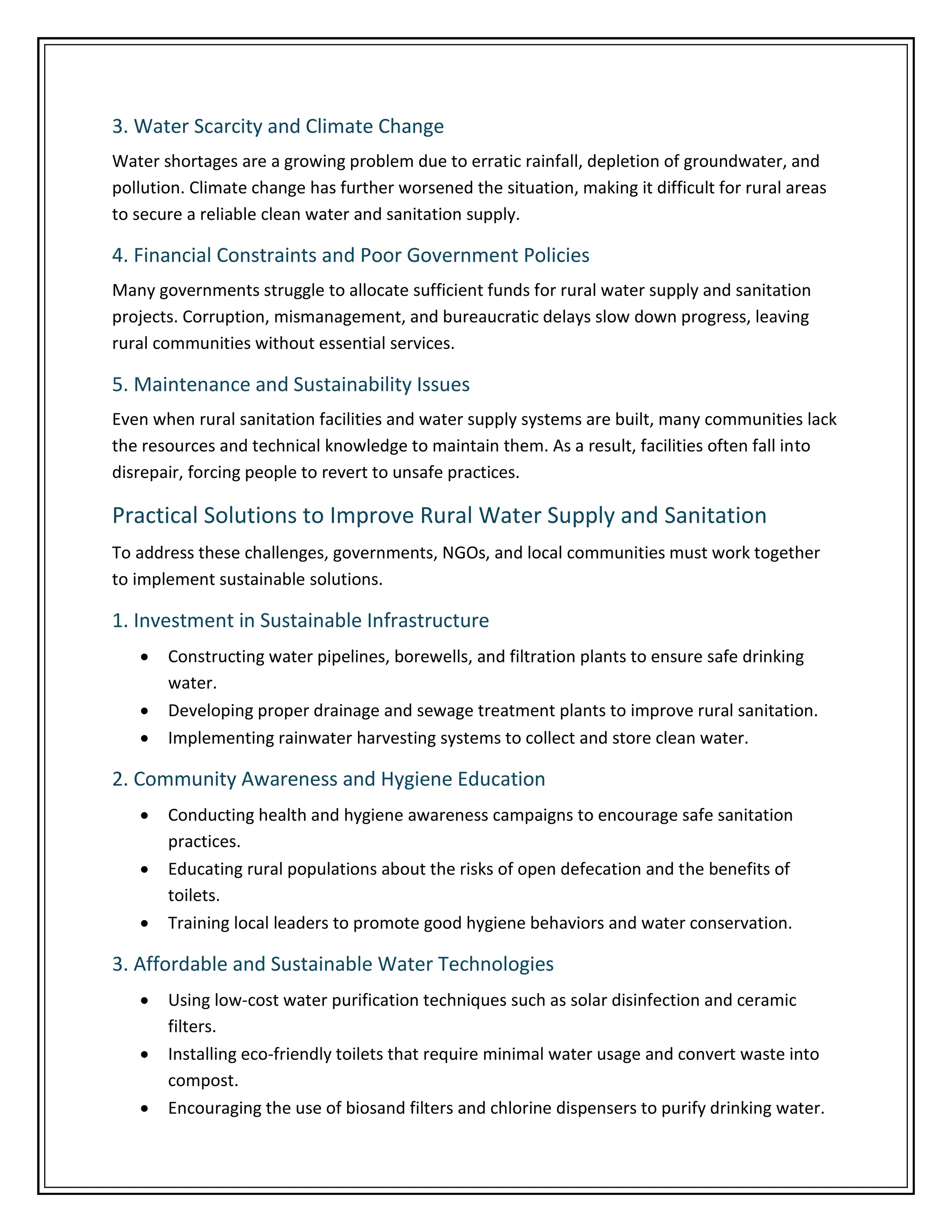 Improving Rural Water Supply and Sanitation for Better Public Health | PDF