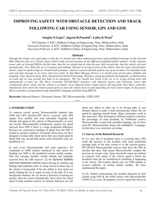 Improving safety with obstacle detection and track following car using ...