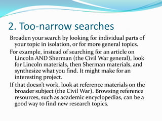 Improving searches I: Revise your search question | PPT