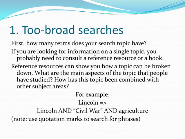 Improving searches I: Revise your search question | PPT