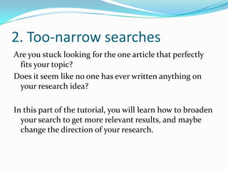 Improving searches I: Revise your search question | PPT