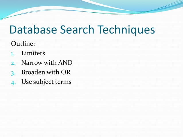 Improving searches III: Database Search Techniques | PPT