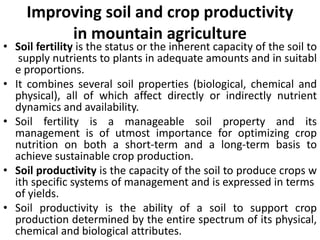 Improving soil and crop productivity in mountain agriculture | PPTX