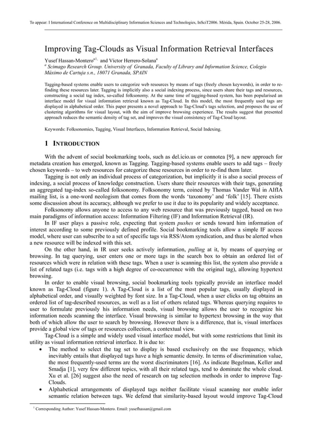 Improving Tag Clouds | PDF