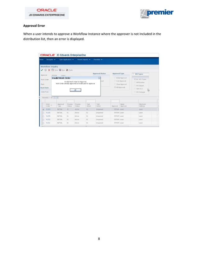Improving the Oracle JDEdwards Enterpriseone Workflow approval process in 9.1 | PDF | Computing ...