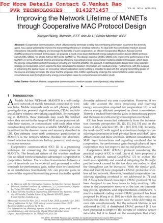 Improving the network lifetime of mane ts through cooperative mac protocol design | PDF