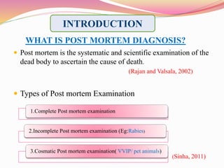 ENHANCING THE EFFICIENCY OF POST MORTEM DIAGNOSIS BY IMPROVING THE POST ...