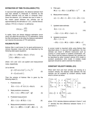Improving time to-collision estimation by IMM based Kalman filter | PDF