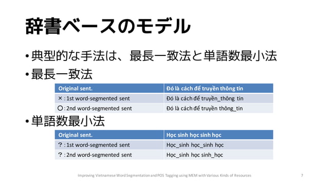 Improving Vietnamese Word Segmentation And Pos Tagging Using Mem With Various Kinds Of Resources