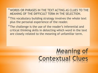 Improving Vocabulary through Contextual Clues | PPTX