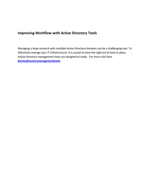 Improving Workflow With Active Directory Toolsdocx