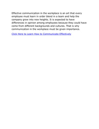 Improving Workplace Communication - Communication Guide | PDF