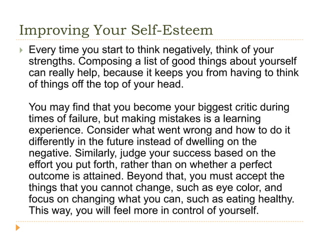 Improving Your Self-Esteem | PPT