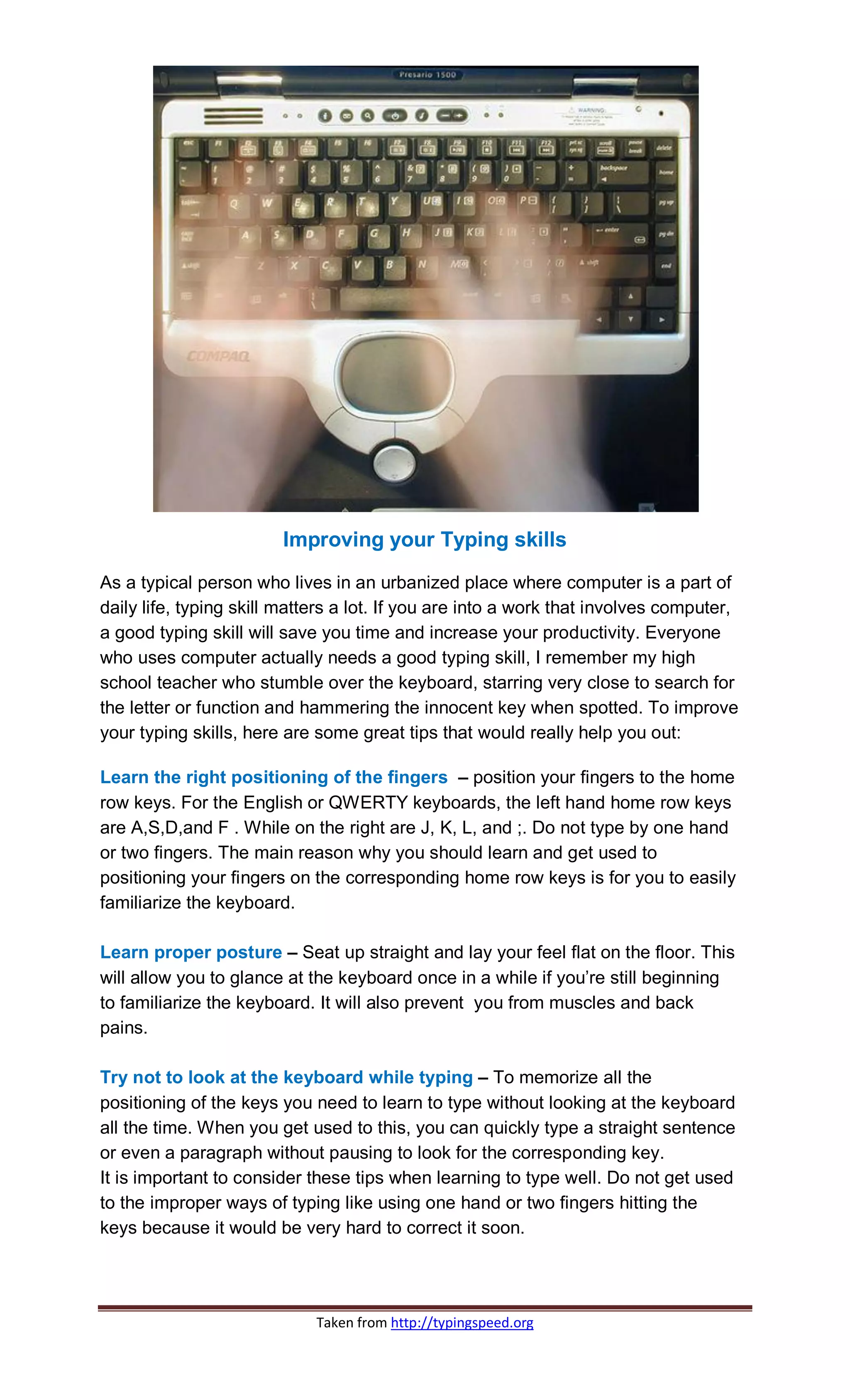 Improving your typing skills | PDF