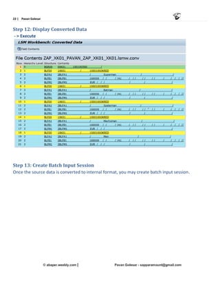 SAP LSMW - Direct input approach v2.5 by Pavan Golesar | PDF
