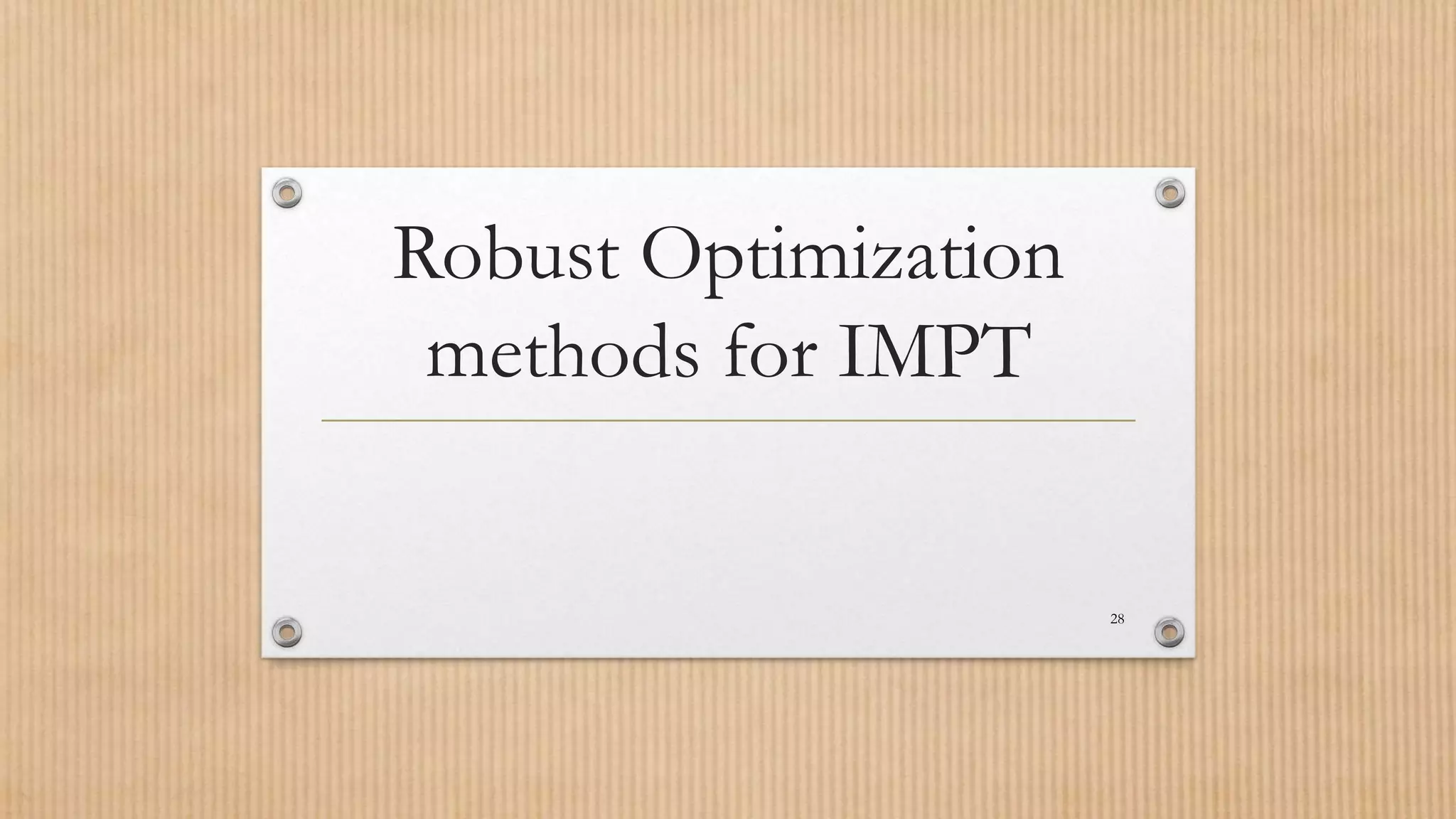 IMPT and optimization | PPTX
