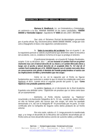 ImpugnacióN Dictamen Pericial AccidentolóGico | PDF