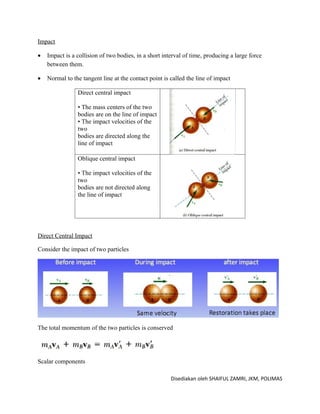 Impulse and momentum student | DOC | Physics | Science