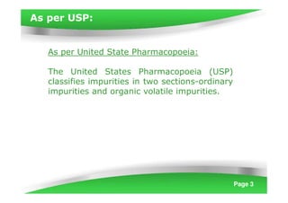 Impurities in DS & DP | PDF
