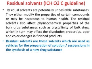 Impurities ICH Q3 Guidelines Au Vivek Jain | PPTX