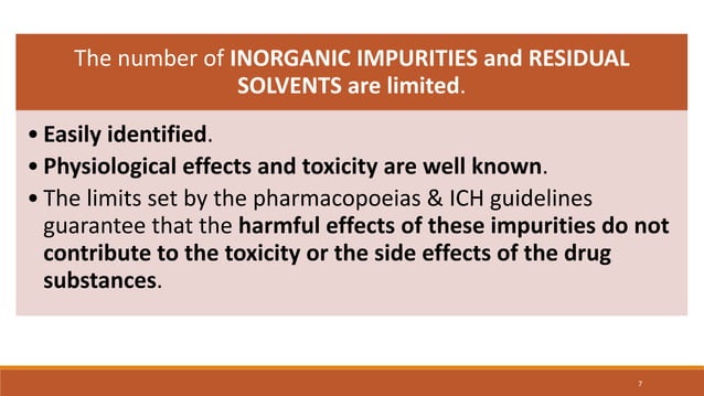 Impurities in API , types and their sources including genotoxic ...