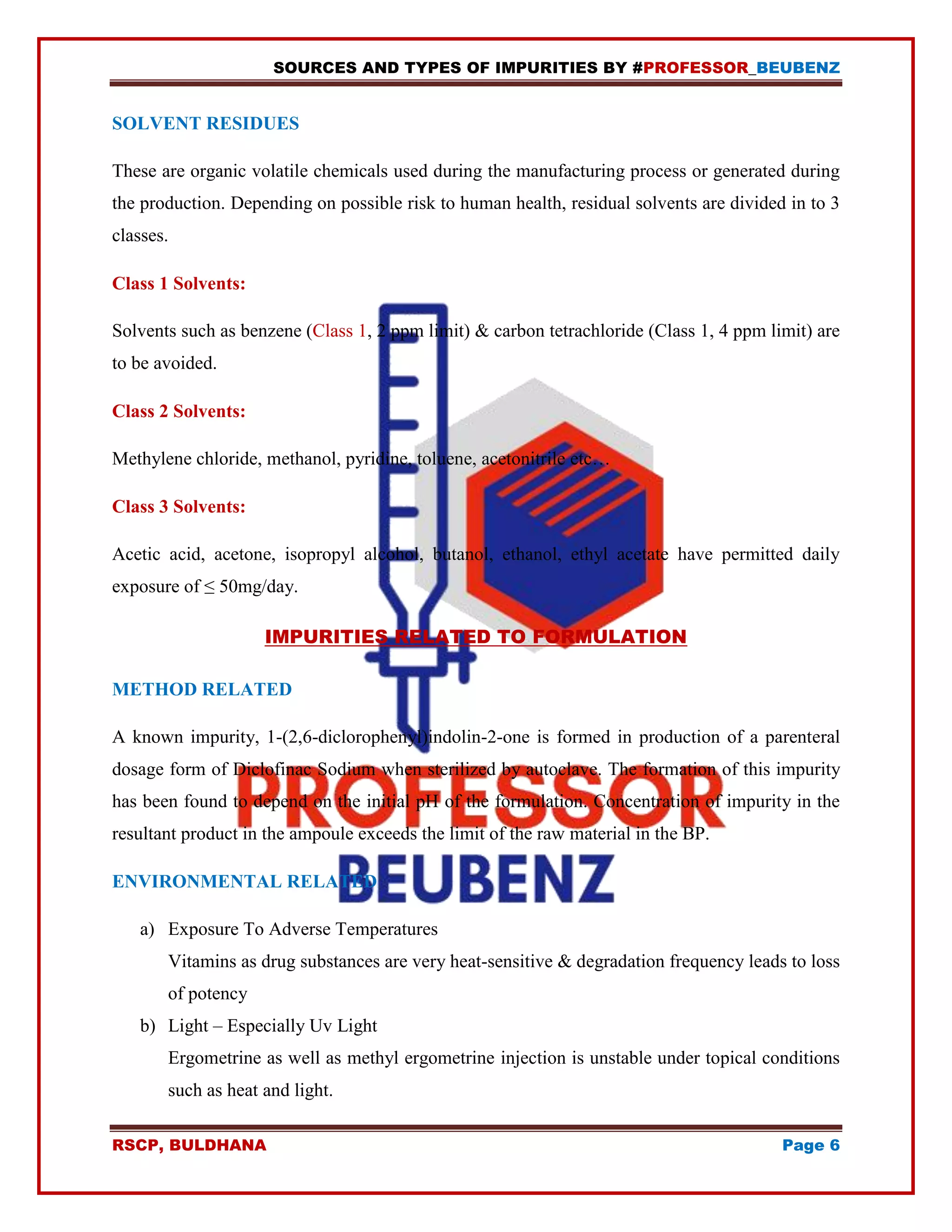Sources and Types of Impurities by Professor Beubenz | PDF