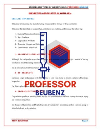 Sources and Types of Impurities by Professor Beubenz | PDF