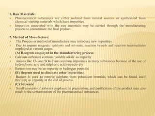 Impurities in pharmaceutical products copy | PPTX | Chemistry | Science