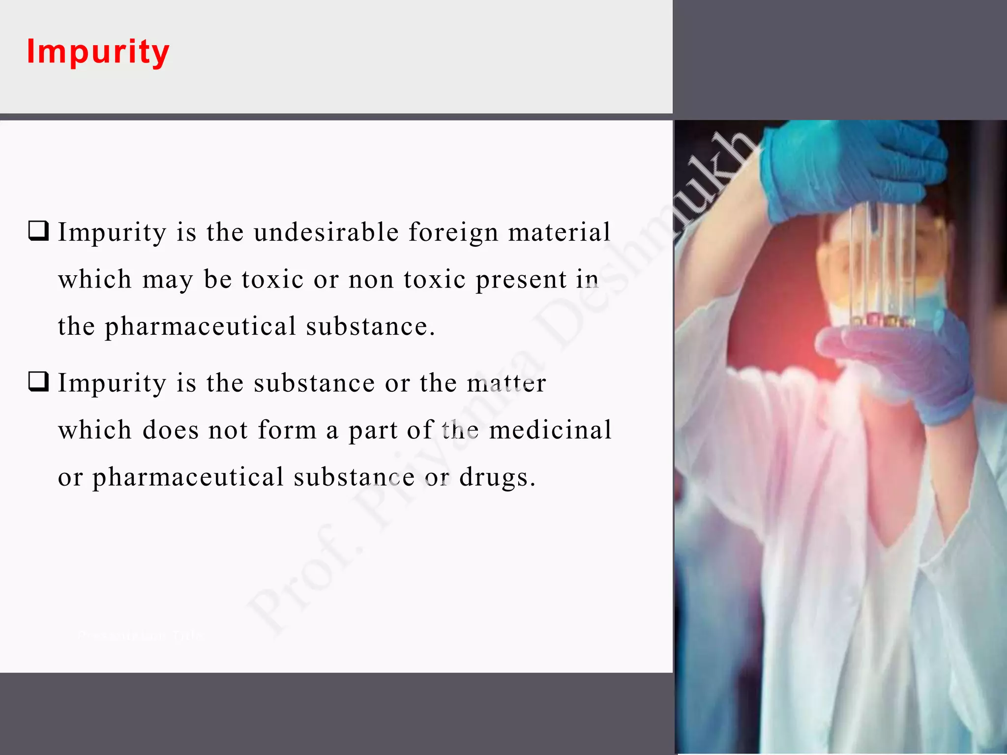 Impurities in pharmaceuticals | PDF