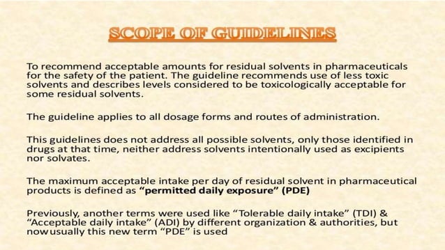 Impurities in residual solvents | PPTX
