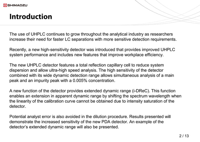 Impurity Analysis Using a New High-Sensitivity UHPLC Detector | PPT