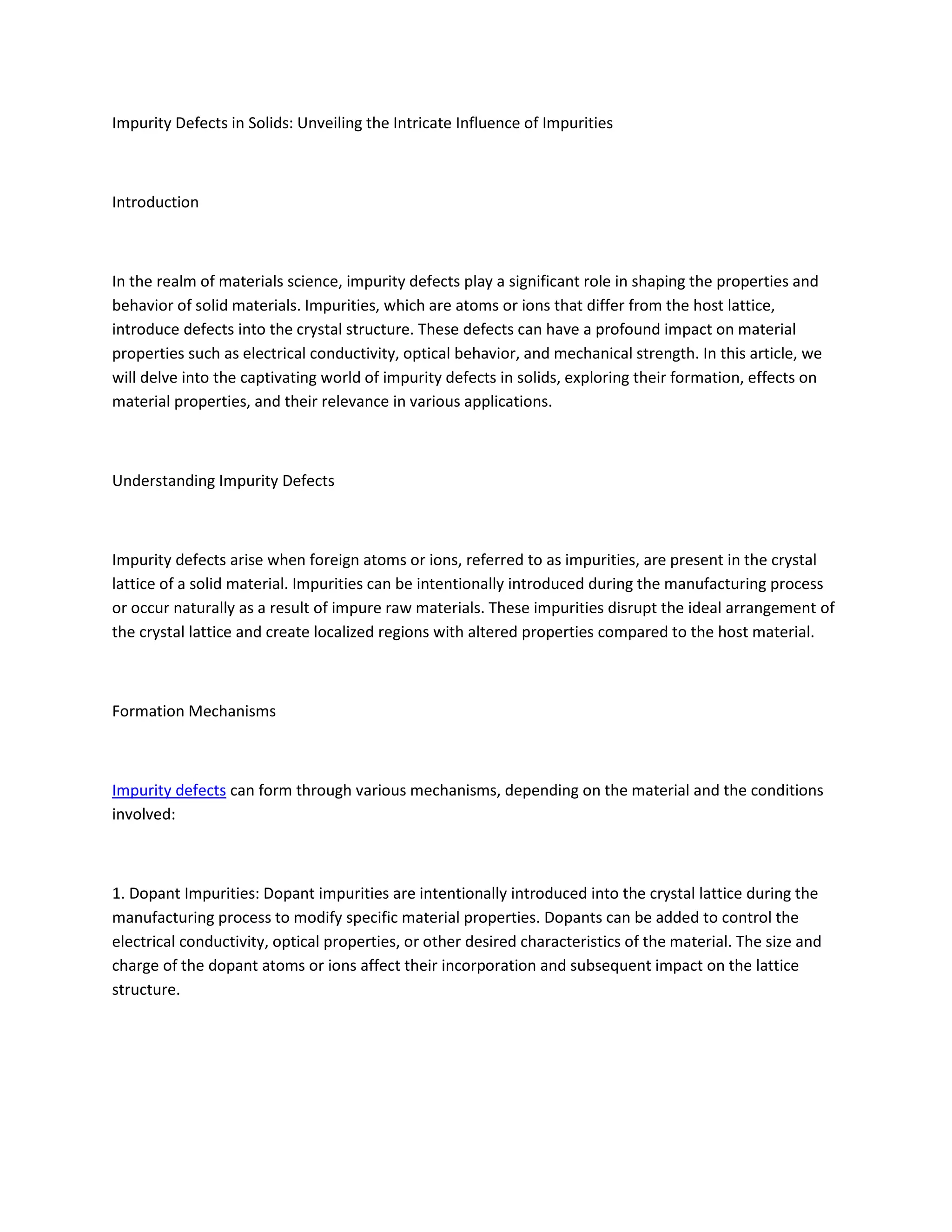 Impurity defects | PDF