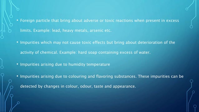Impurity (effect and sources) | PPTX | Science
