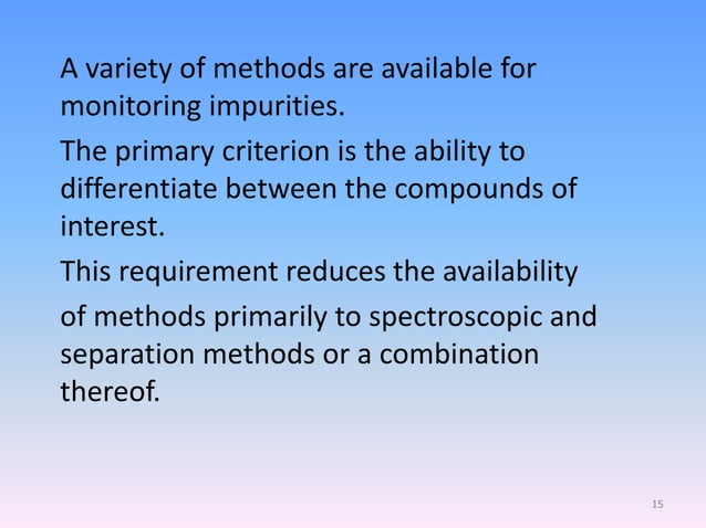 Basics of Impurity Profiling | PPTX | Chemistry | Science