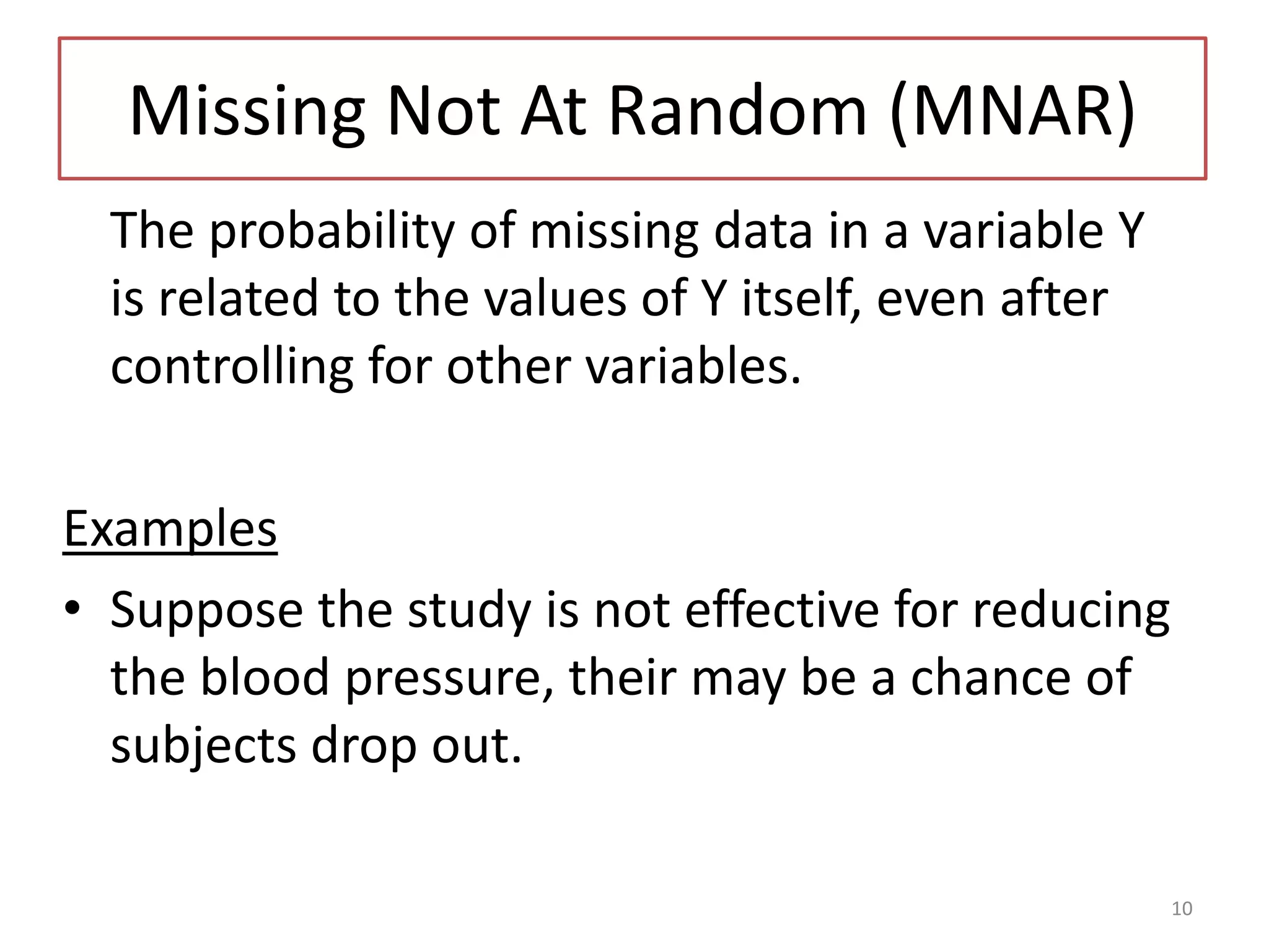 Imputation techniques for missing data in clinical trials | PPTX