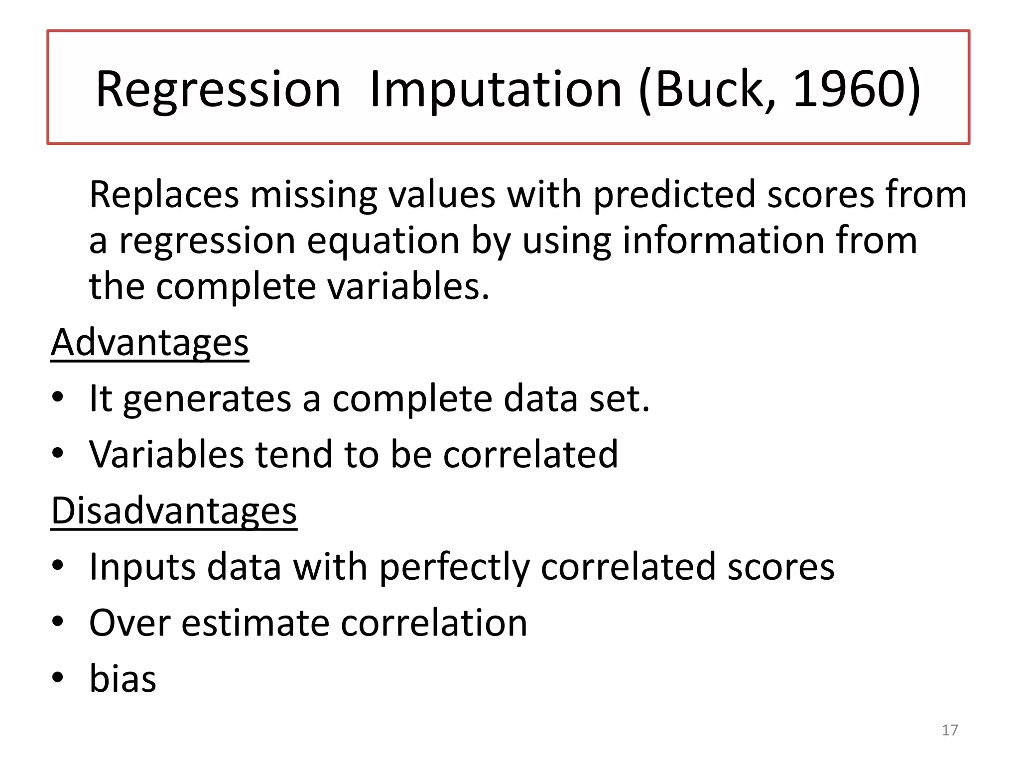 Imputation techniques for missing data in clinical trials | PPTX