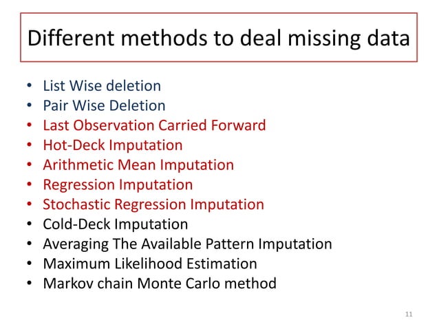 Imputation techniques for missing data in clinical trials | PPTX