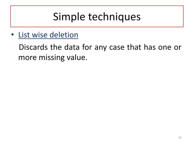 Imputation techniques for missing data in clinical trials | PPTX