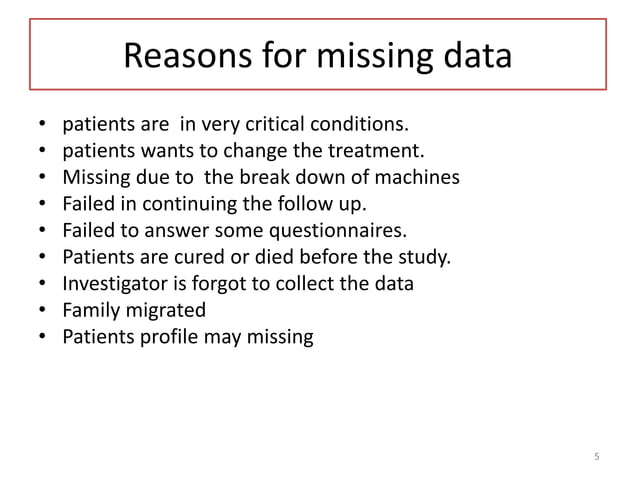Imputation techniques for missing data in clinical trials | PPTX