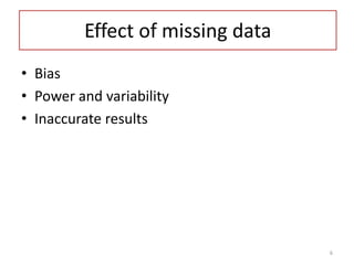 Imputation techniques for missing data in clinical trials | PPTX