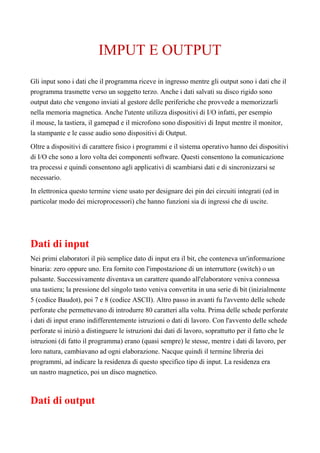 Imput e output | PDF