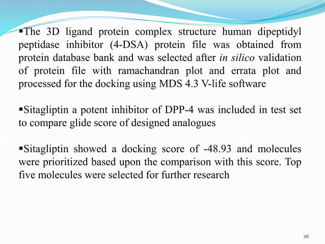 Design and Synthesis of some Pyrimidine as DPP-IV Inhibitors | PPT