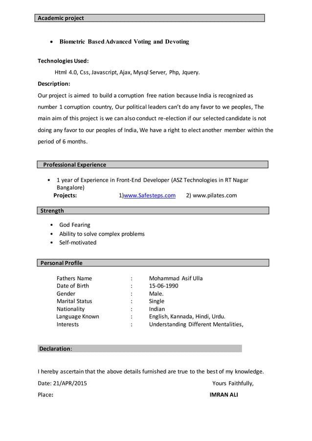 Imran resume-html-dev | PDF