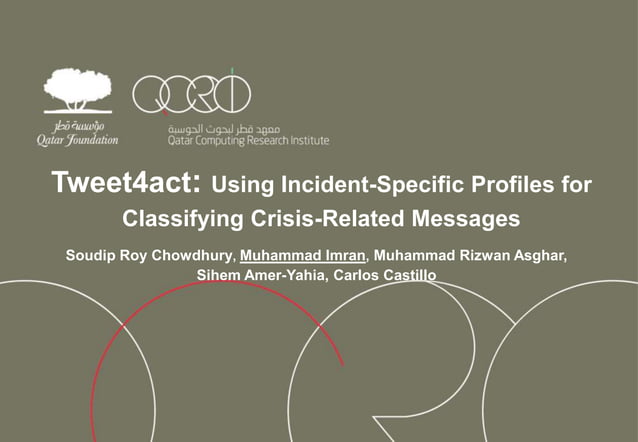 Tweet4act: Using Incident-Specific Profiles for Classifying Crisis-Related Messages | PPT