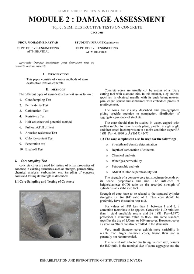 semi destructive tests on concrete _Imran_bk | PDF