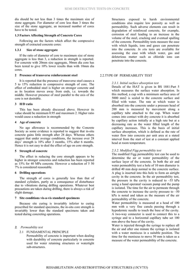 semi destructive tests on concrete _Imran_bk | PDF