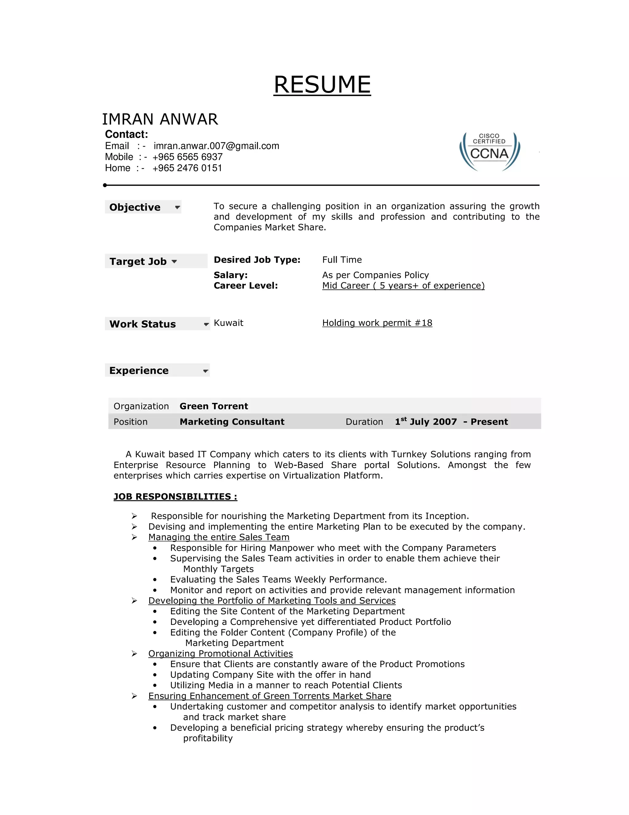 Imran cv | PDF