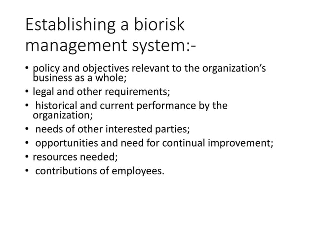 Biorisk management | PPTX | Medical Tests | Medical Health